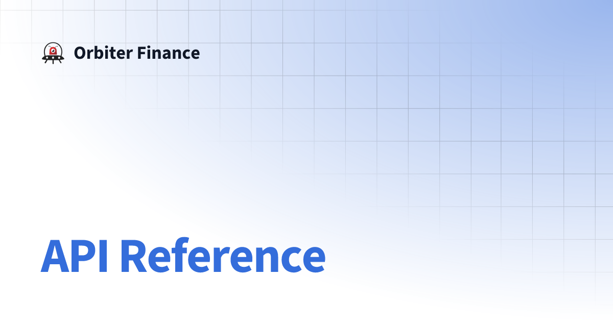 API Reference | Orbiter Finance